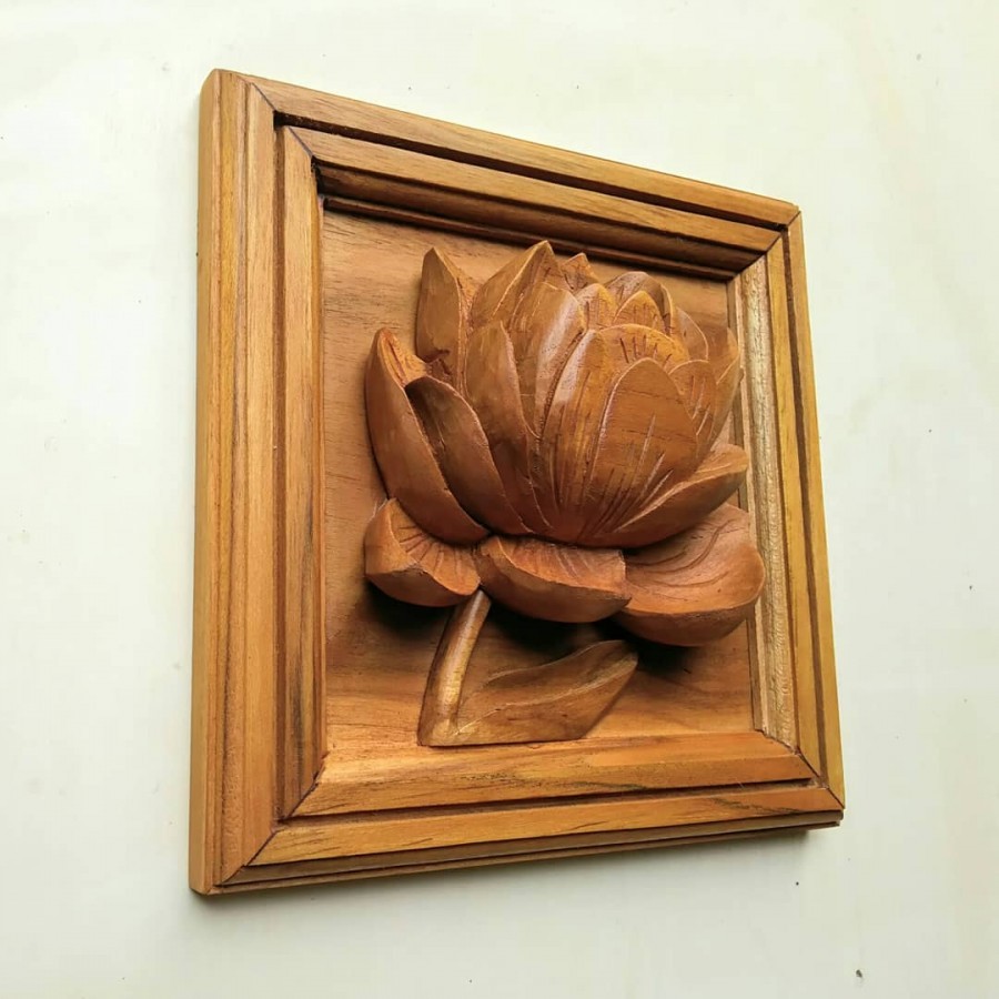 Hiasan dinding panel kecil motif bunga teratai. - Ku Ka